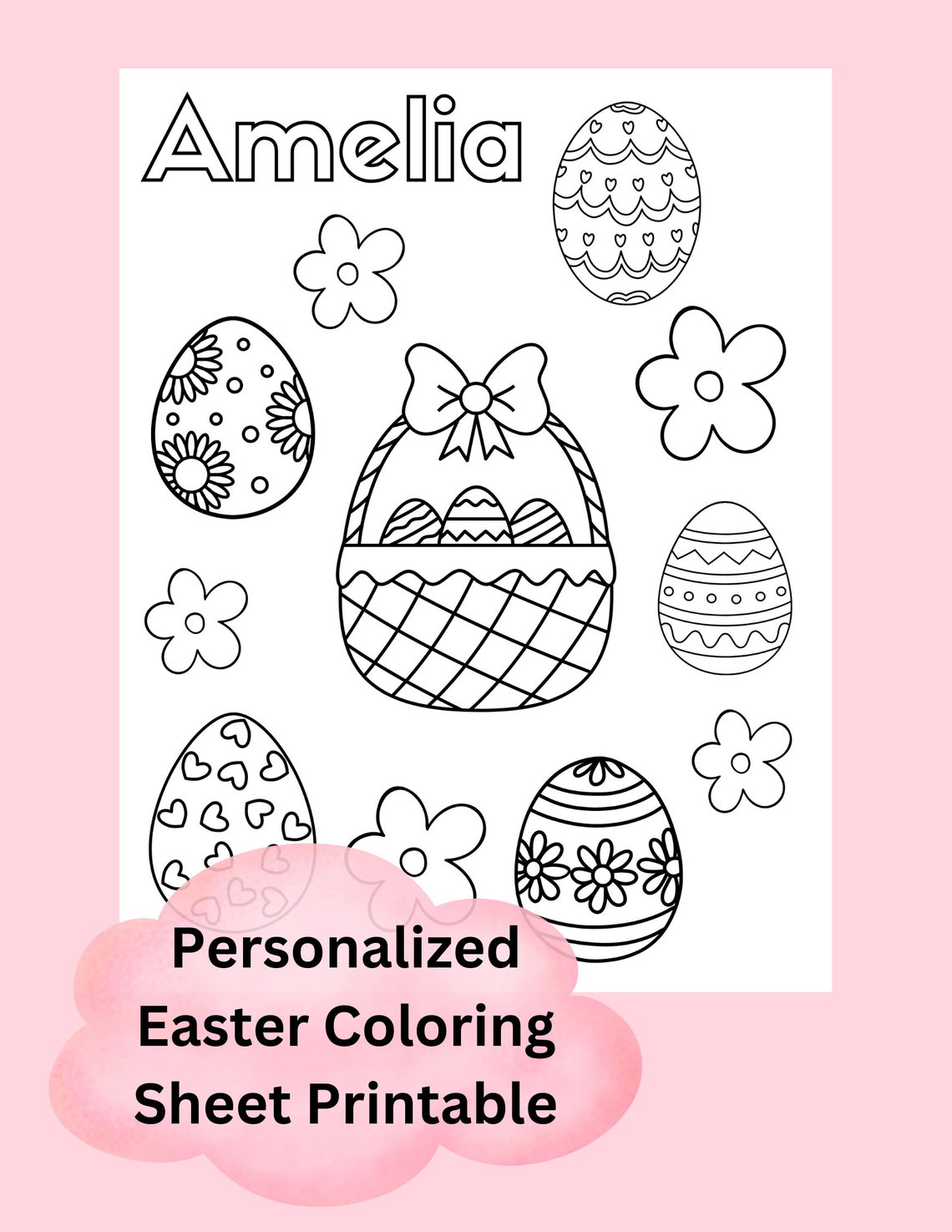 Personalized Easter Coloring Sheet Printable Download Super Fun Gift - Etsy