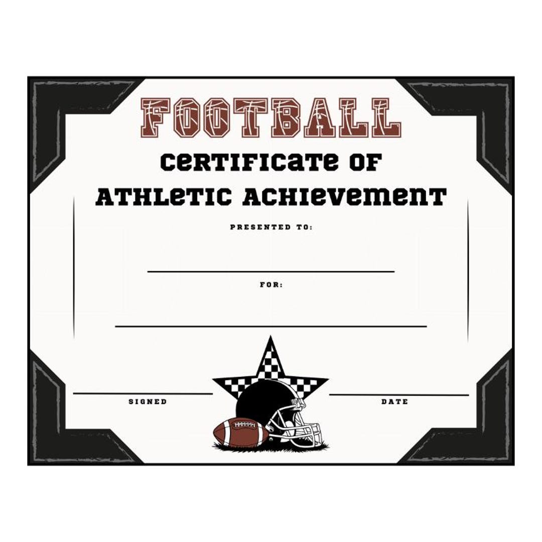 Football Certificate of Athletic Achievement Instant Download Printable ...