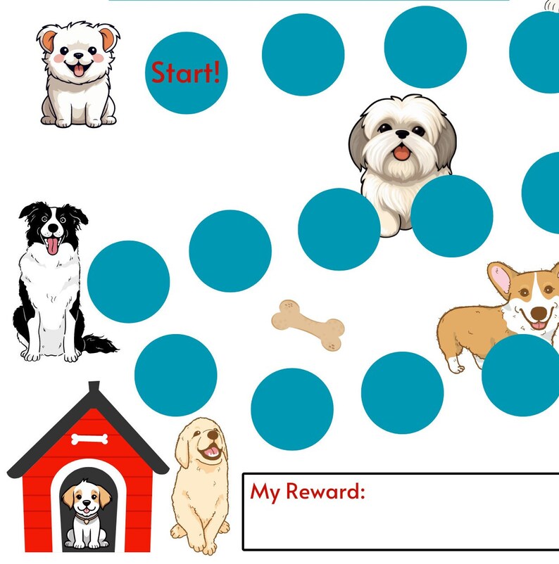 Dog Printable Reward Sticker Chart / Toddler Kids Student / Instant ...