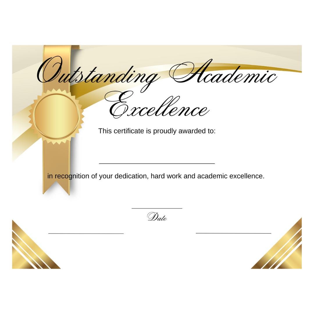 Outstanding Academic Excellence Certificate Award Office or School ...
