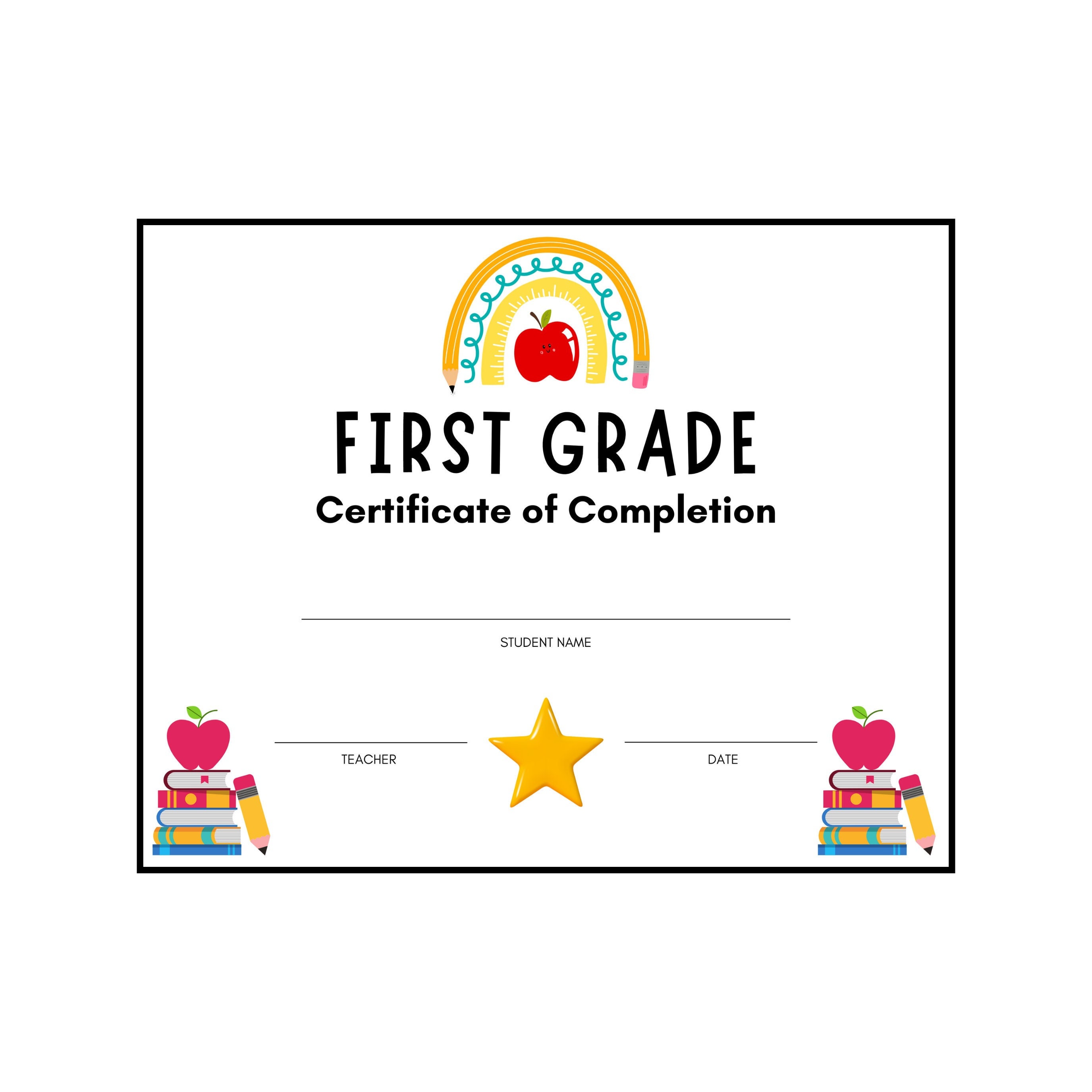First Grade 1st Certificate of Completion Graduation Diploma Printable ...