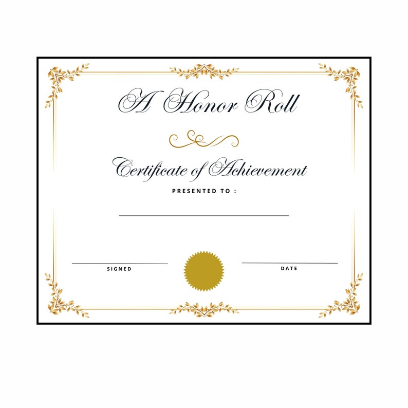 A Honor Roll Student Award Honor's Day Ceremony Graduation Certificate ...