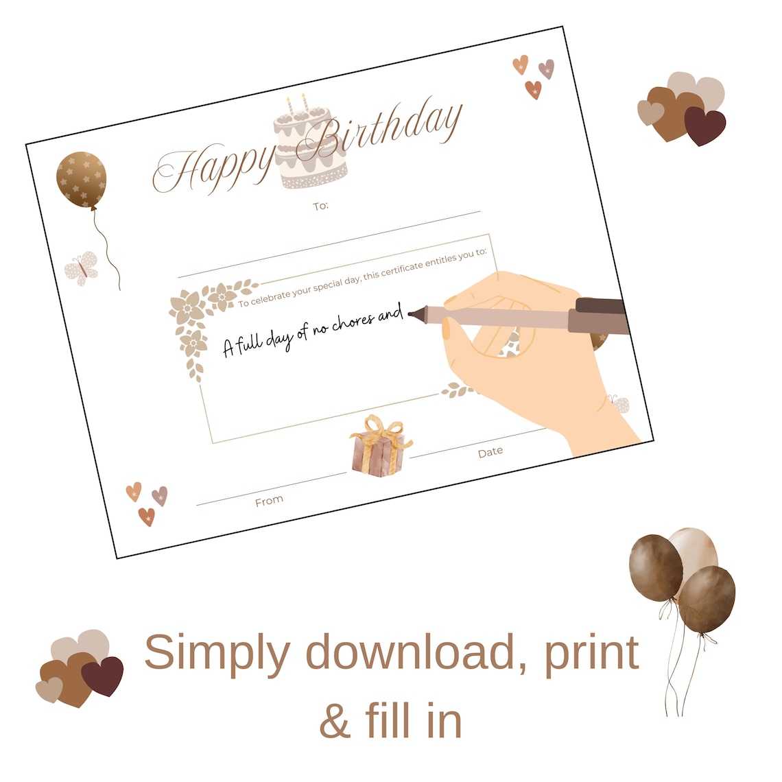 Happy Birthday Certificate Award Premade Ready Made Instant Download ...