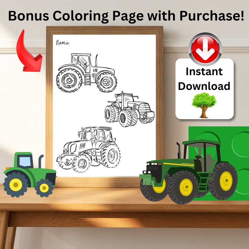 Green Tractor Printable Reward Sticker Chart / Toddler Kids Student ...