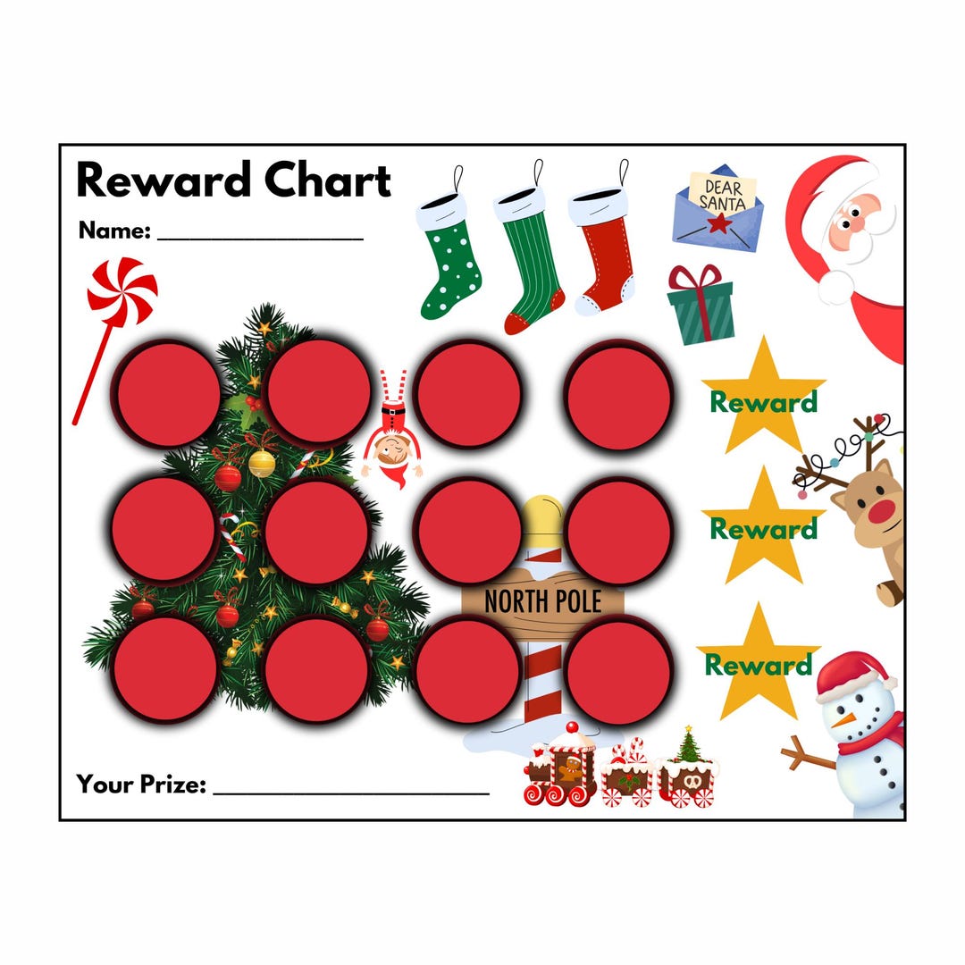 Sticker Reward Chart / Christmas / Santa Theme / Printable / Toddler ...