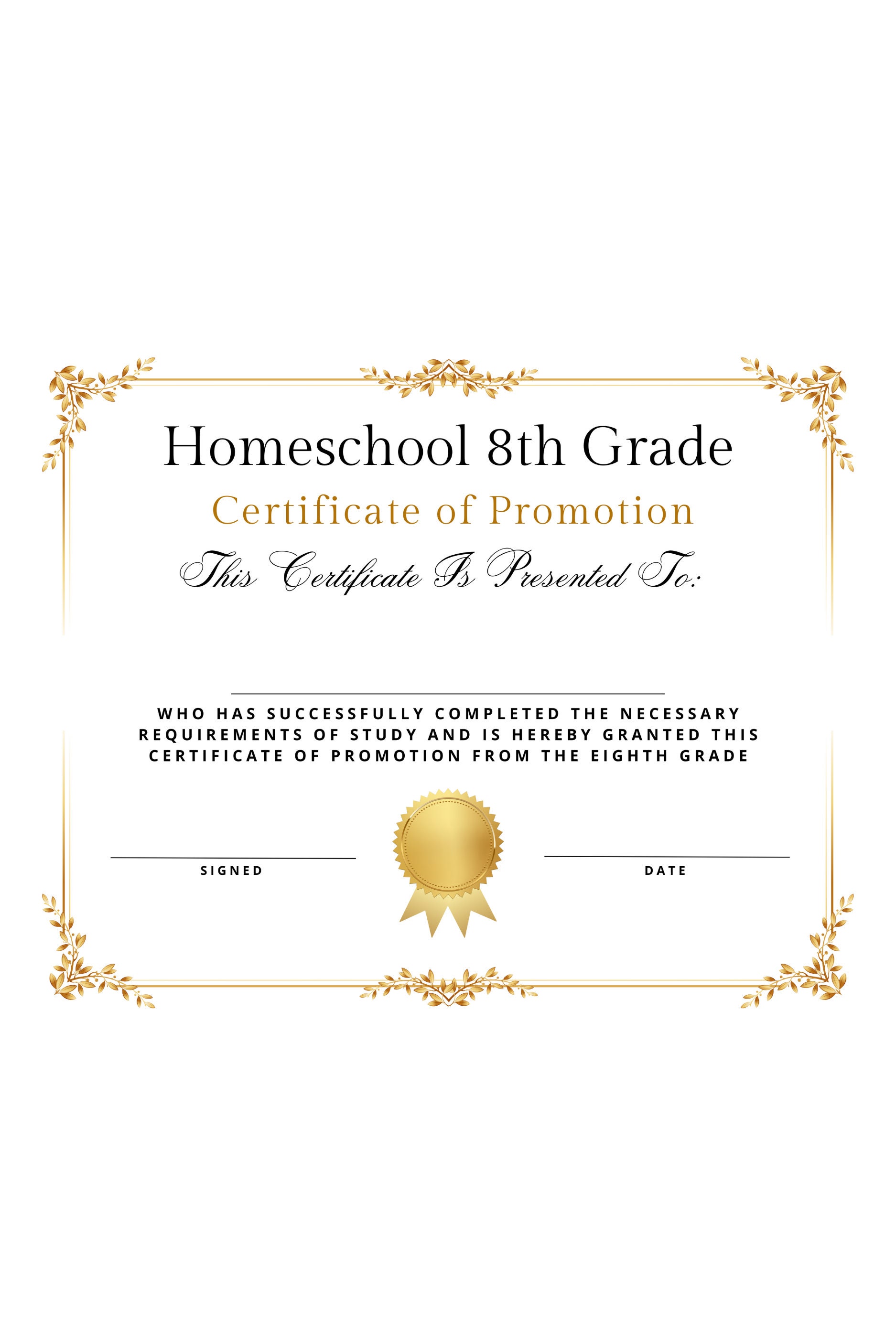 Printable 8th Grade Promotion Certificates 25 Colorful Preschool