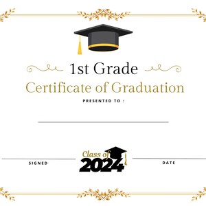 First 1st Grade Graduation Diploma Certificate Instant Download ...