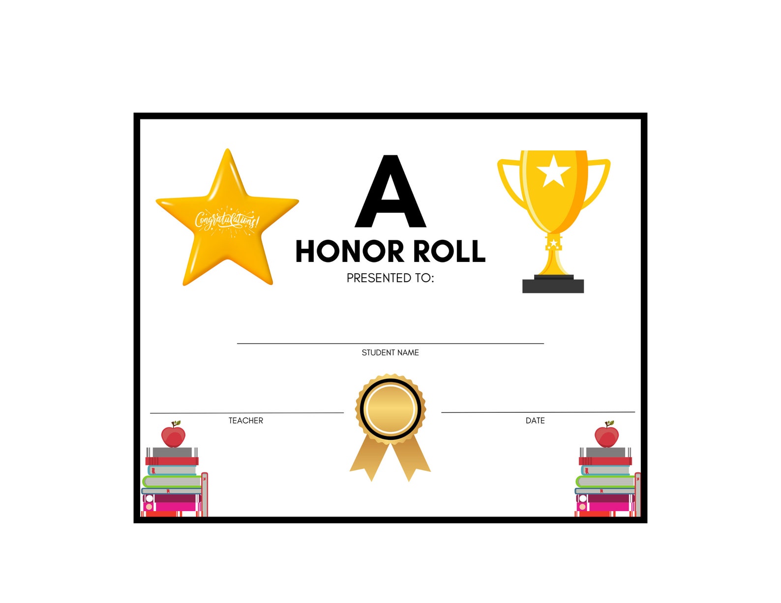 A Honor Roll Student Award Honor's Day Ceremony Graduation Certificate ...
