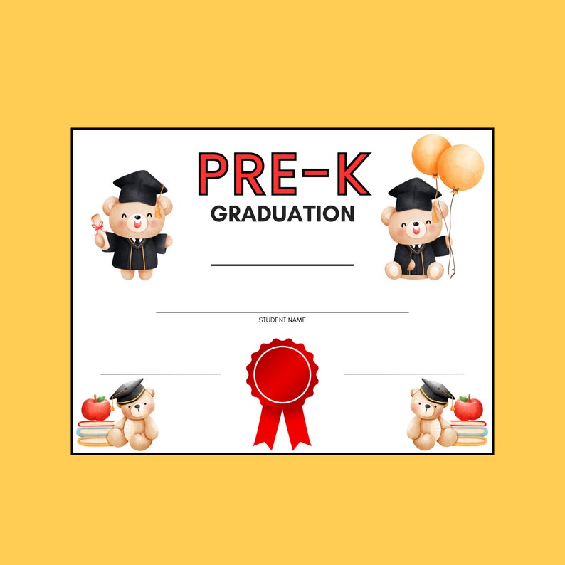 Pre-k Graduation Diploma Certificate Instant Download - Etsy
