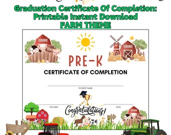 Preschool Graduation Certificate of Completion Instant Download Diploma ...