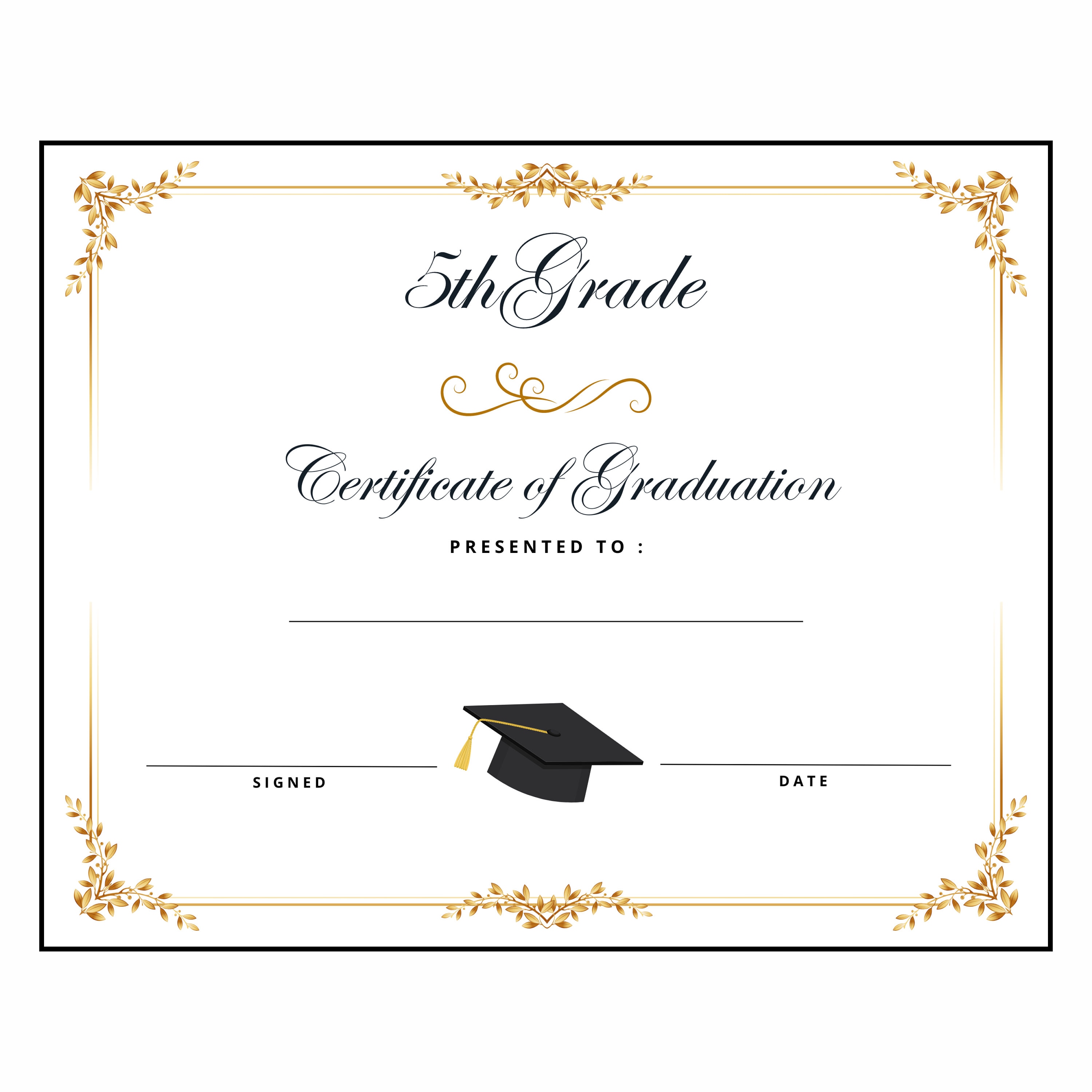 Fifth Grade Graduation Diploma Certificate Instant Download Printable ...