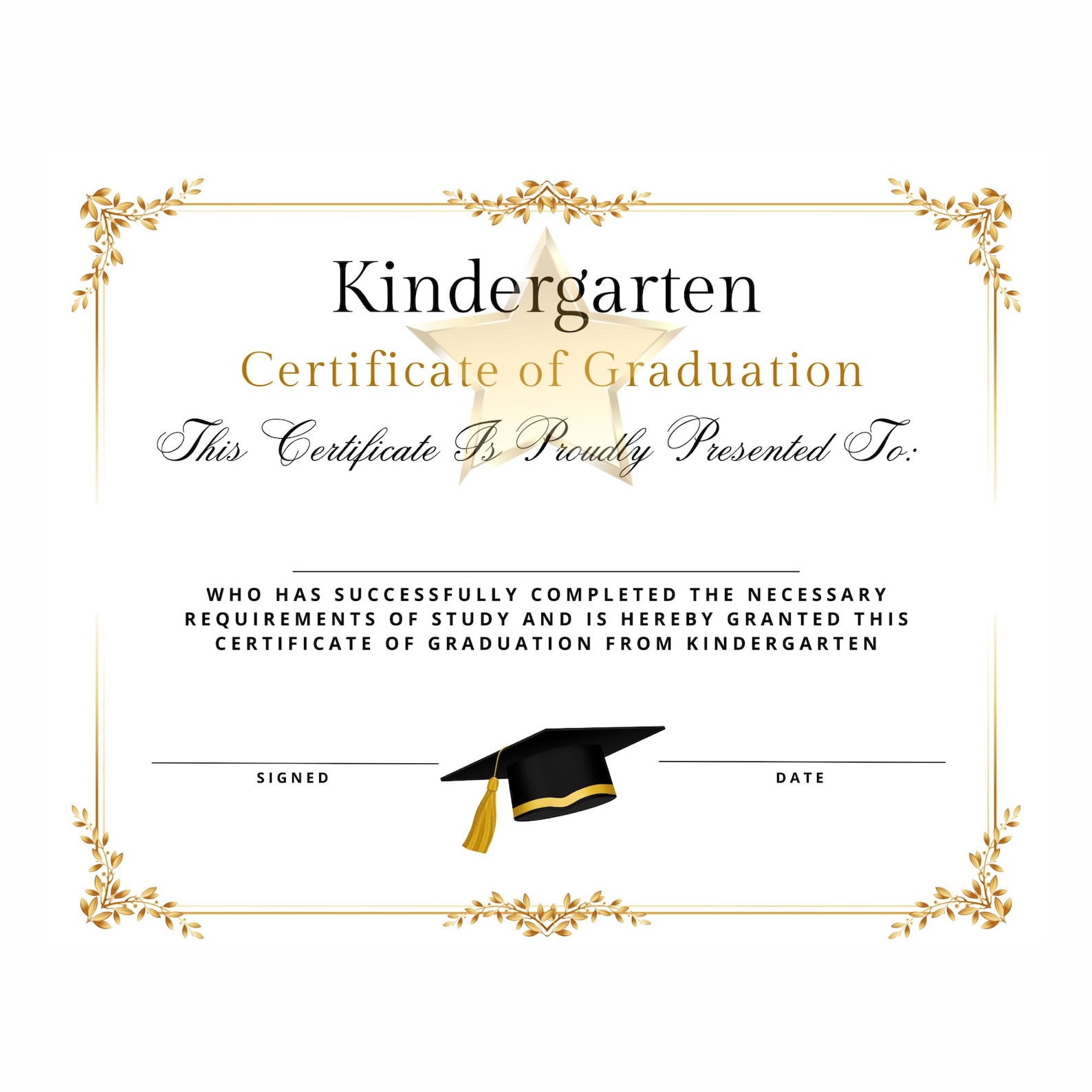 Kindergarten Graduation Diploma Certificate Promotion Instant Download ...