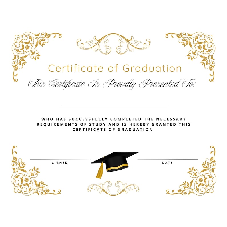 Graduation Diploma Certificate School Promotion Any Student Grade Level ...