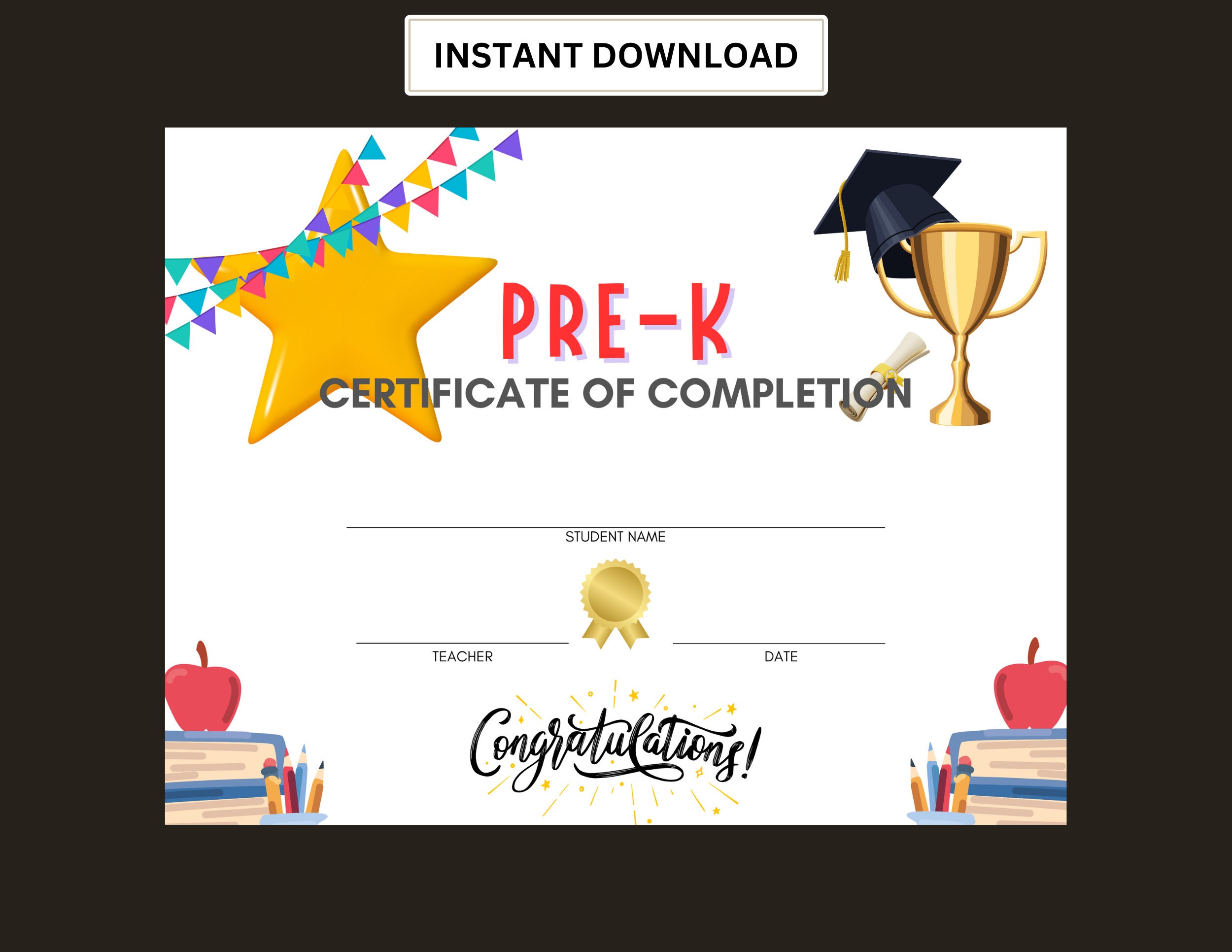 Pre-k Graduation Diploma Certificate Instant Download Printable Premade ...