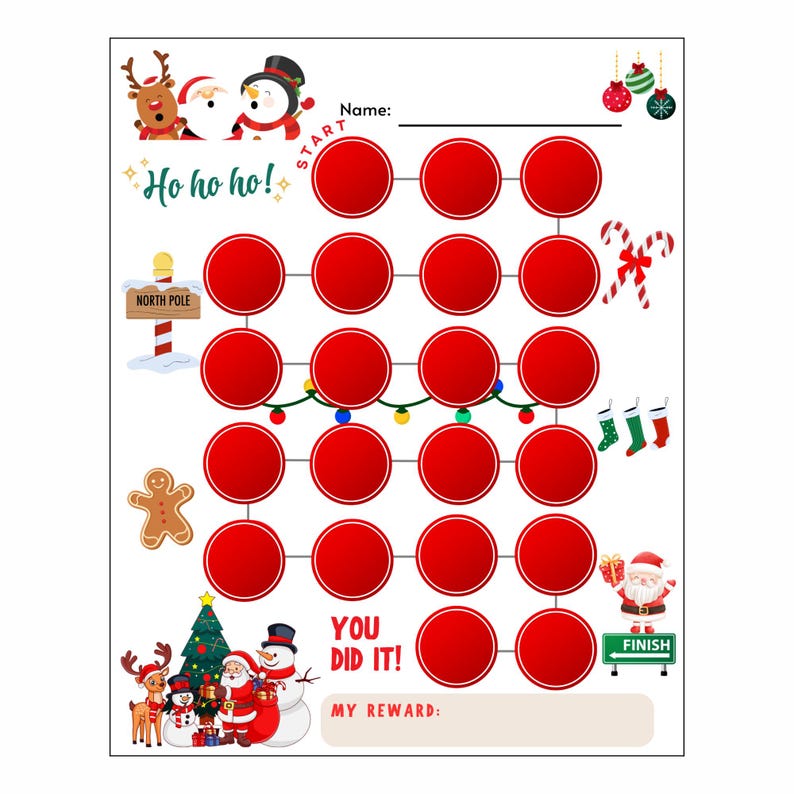 Sticker Reward Chart / Christmas / Santa Theme / Printable / Toddler ...