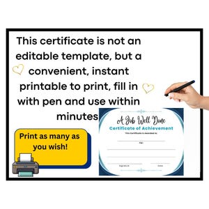 A Job Well Done Award Certificate Instant Download Printable ...