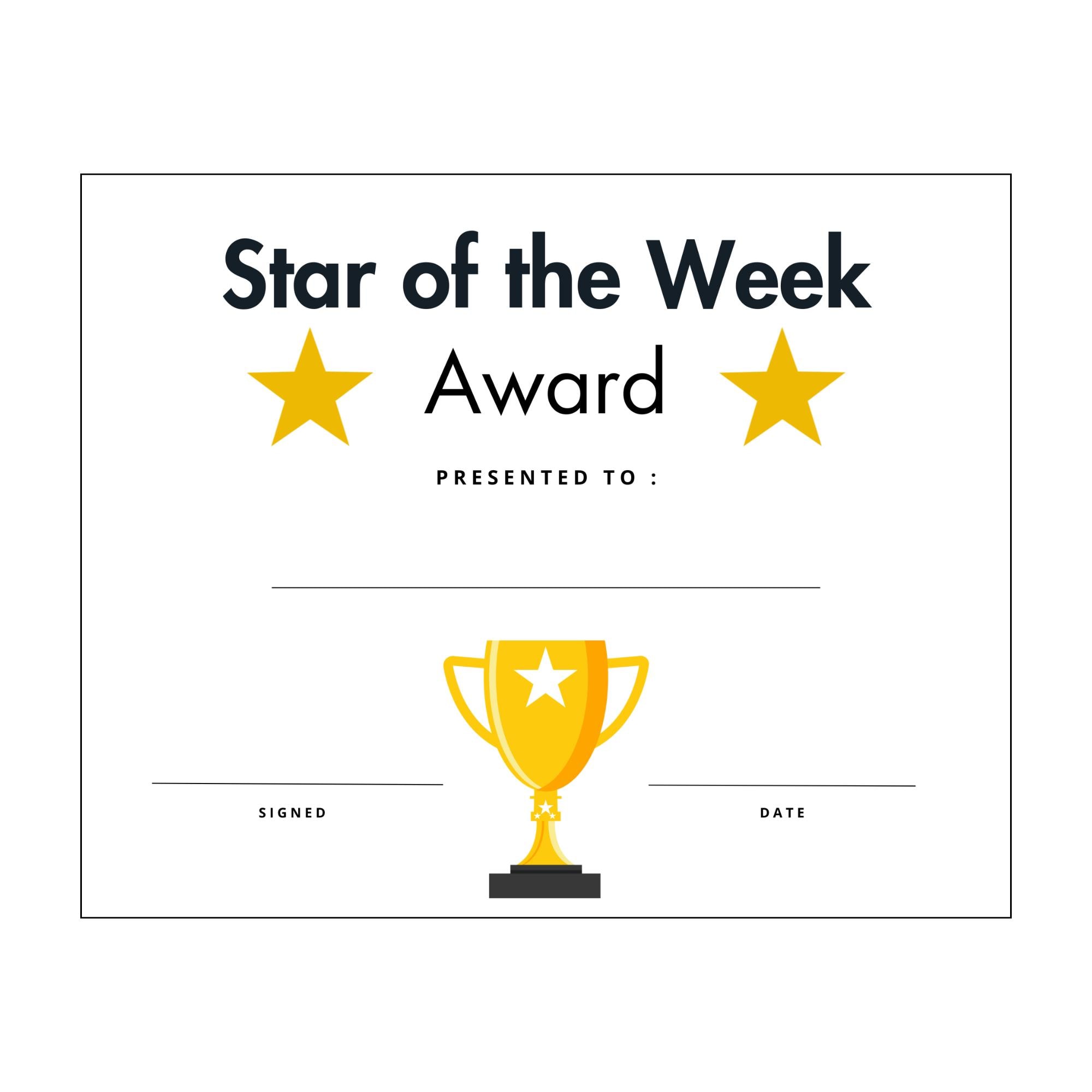 Star of the Week Student Award Certificate for Classroom Teacher Forms ...