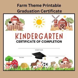 Kindergarten Graduation Certificate of Completion Instant Download ...