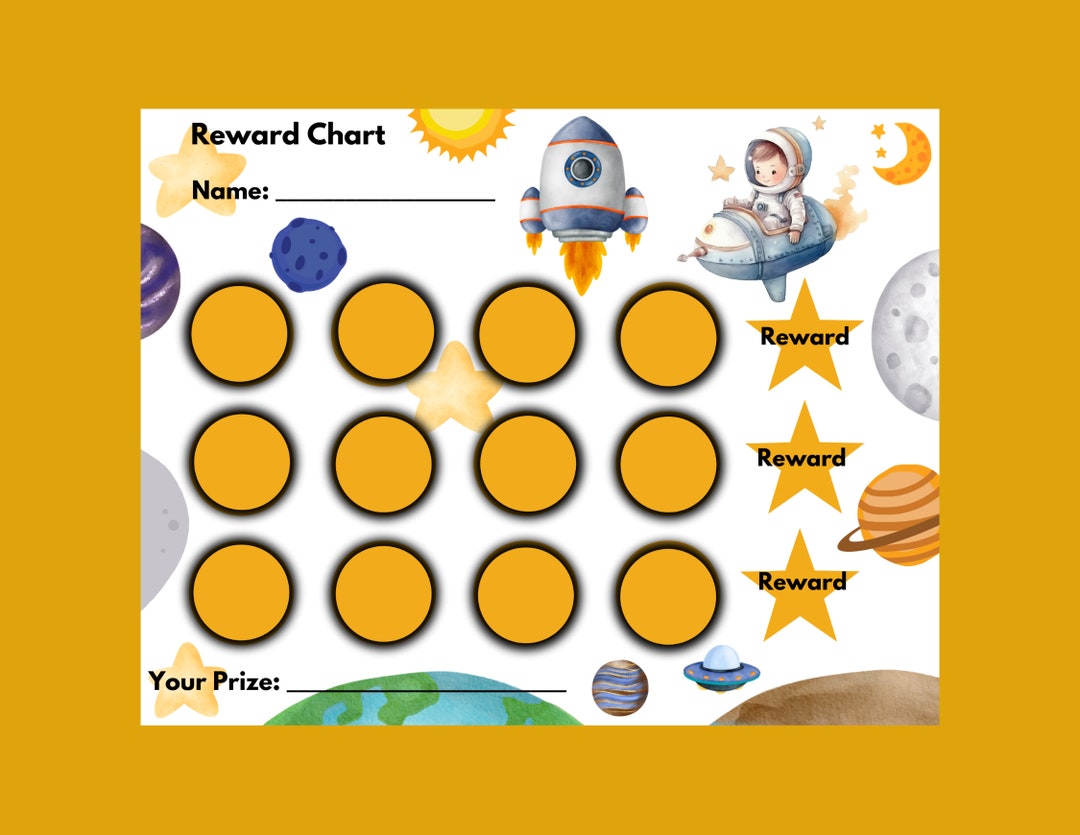 Astronaut Printable Reward Sticker Chart / Toddler Kids Student ...