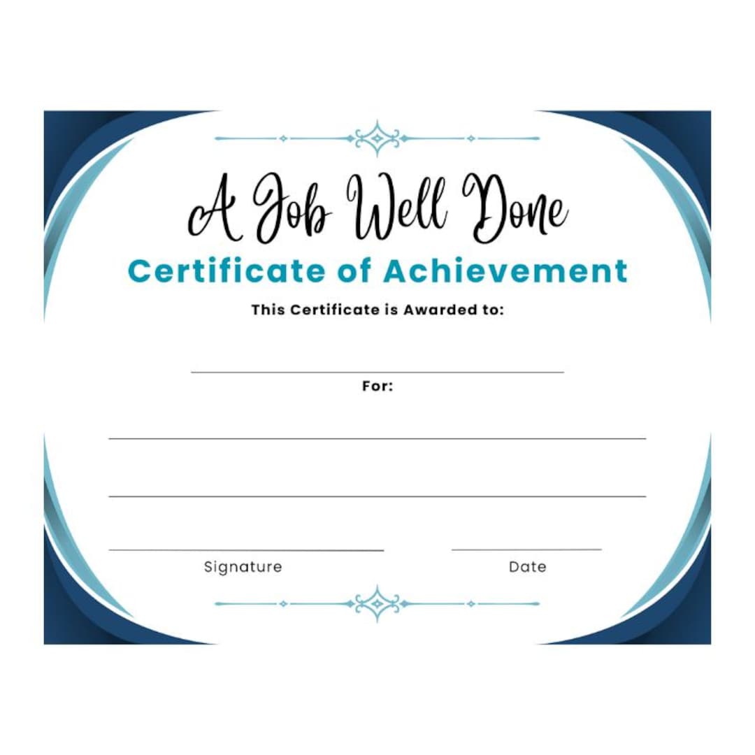 A Job Well Done Award Certificate Instant Download Printable ...
