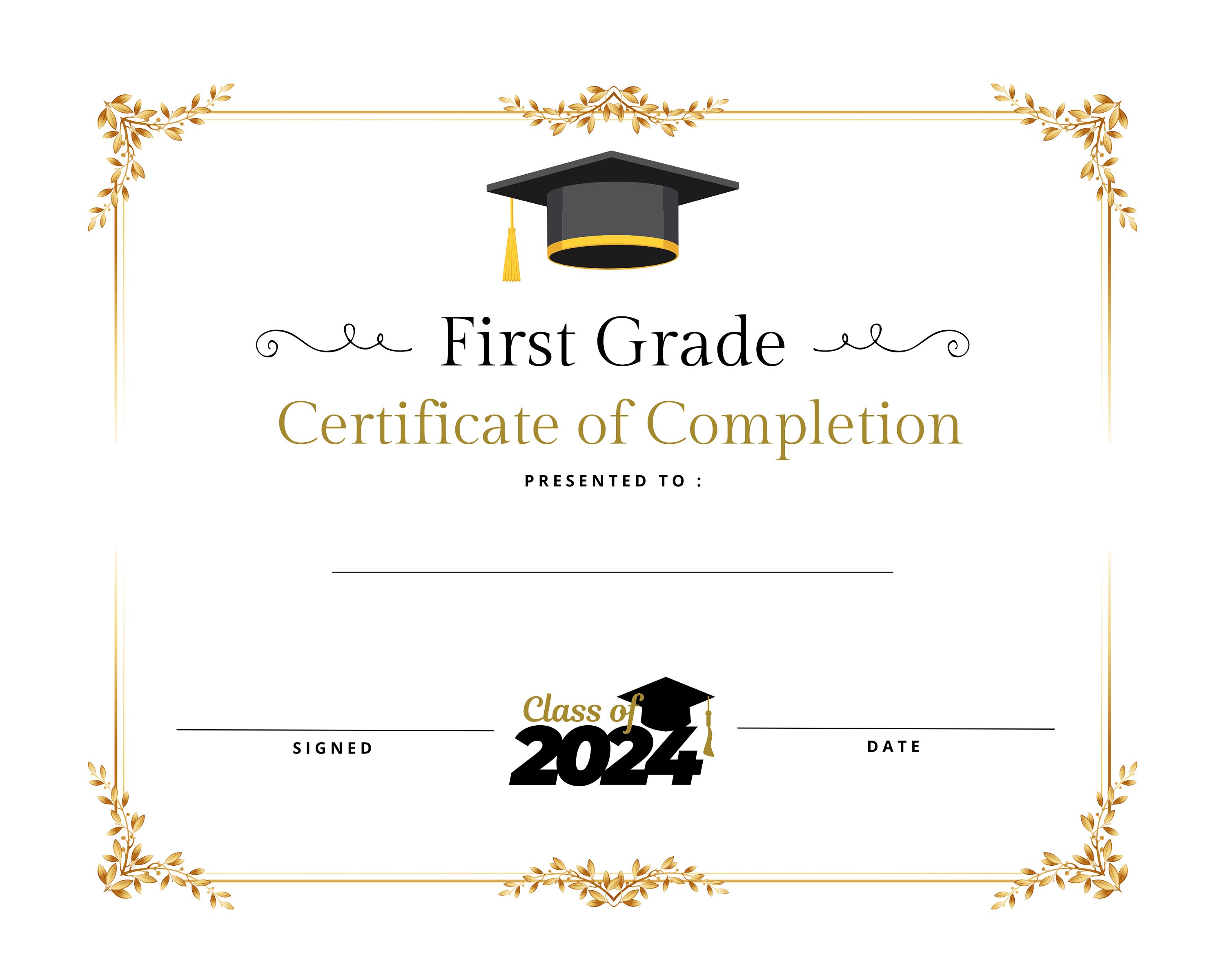 First 1st Grade Graduation Diploma Certificate of Completion Instant ...