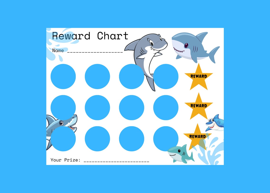 Shark Printable Reward Sticker Chart / Toddler Kids Student / Instant ...