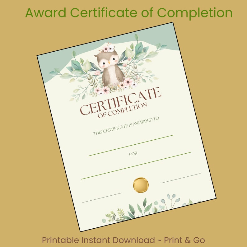 Graduation Diploma Certificate Woodland Forest Animal Watercolors ...