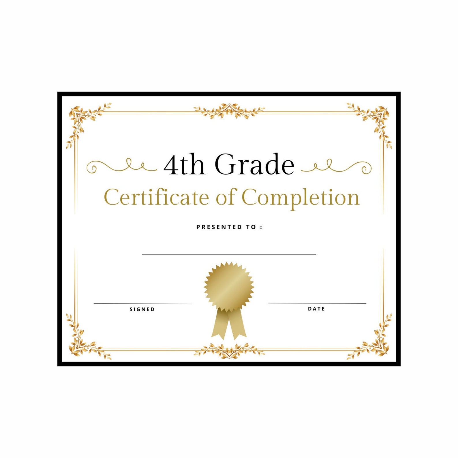 Fourth Grade Graduation Diploma Certificate Instant Download Printable ...