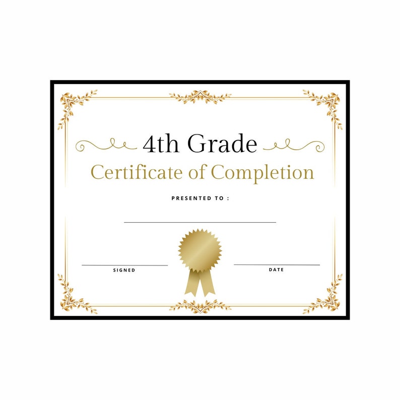 Fourth Grade Graduation Diploma Certificate Instant Download Printable ...