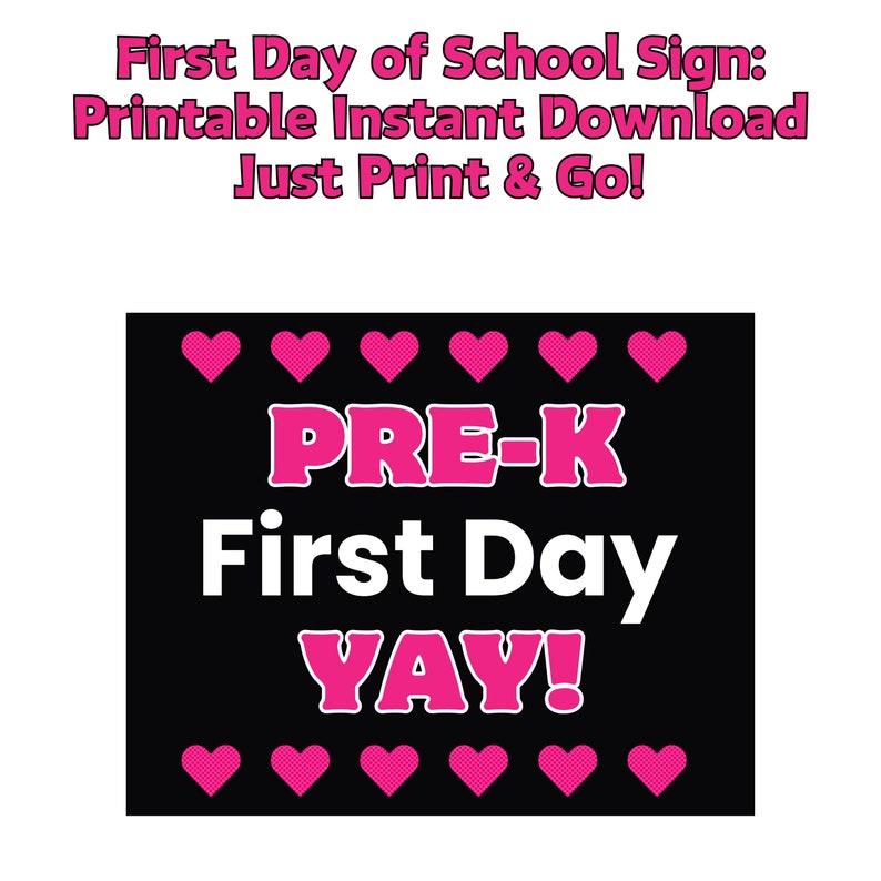 ADORABLE Pre-k First Day of School Sign / Hearts / Photo Prop ...