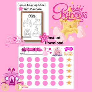 Princess Printable Reward Sticker Chart / Toddler Kids Student / Chore ...