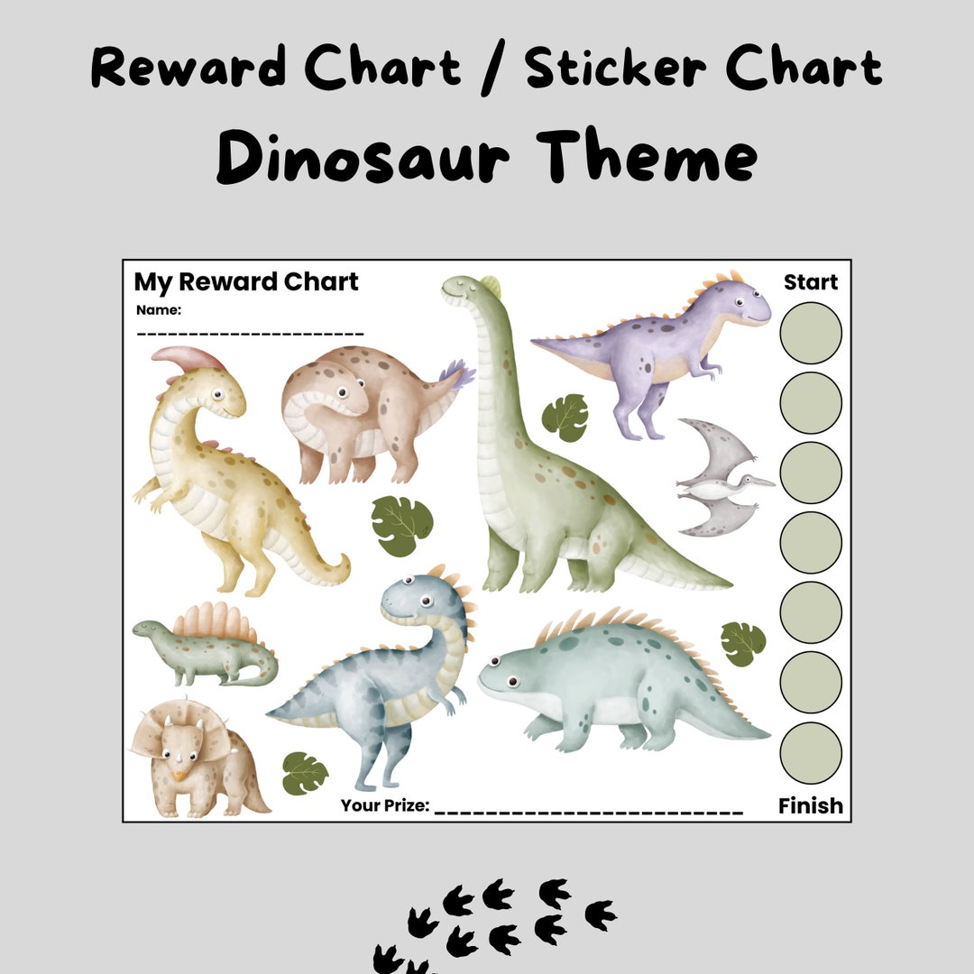 Dinosaur Printable Reward Sticker Chart / Toddler Kids Student ...