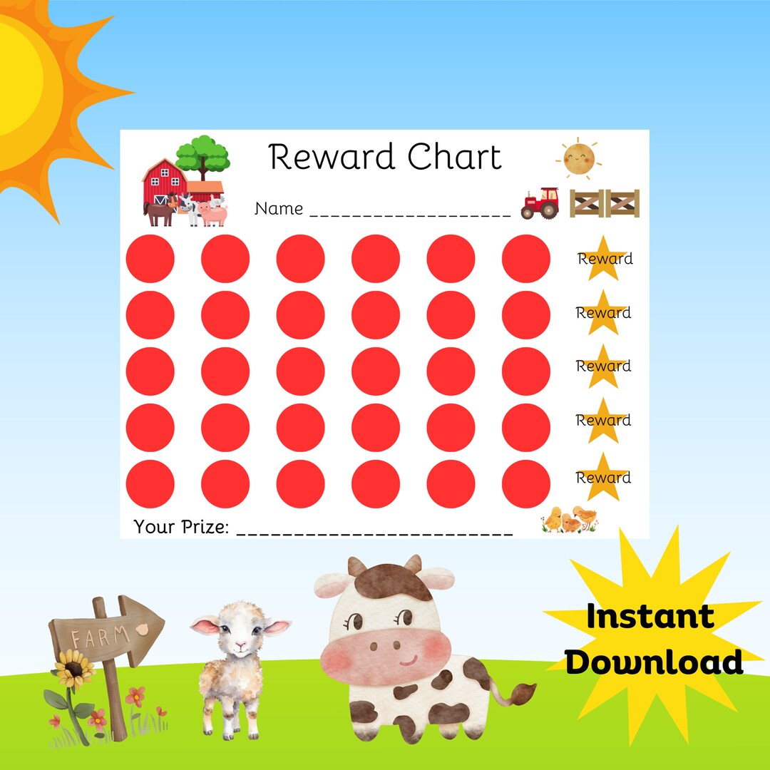 Farm Printable Reward Sticker Chart / Toddler Kids Student / Instant ...