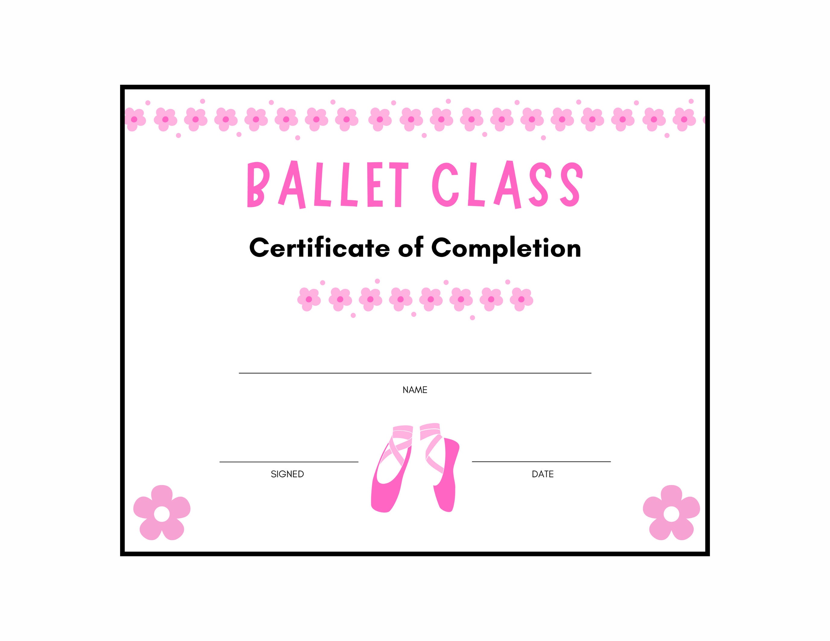 Ballet Class Ballerina Certificate of Completion Graduation Diploma ...