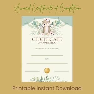 Graduation Diploma Certificate Woodland Forest Animal Watercolors ...