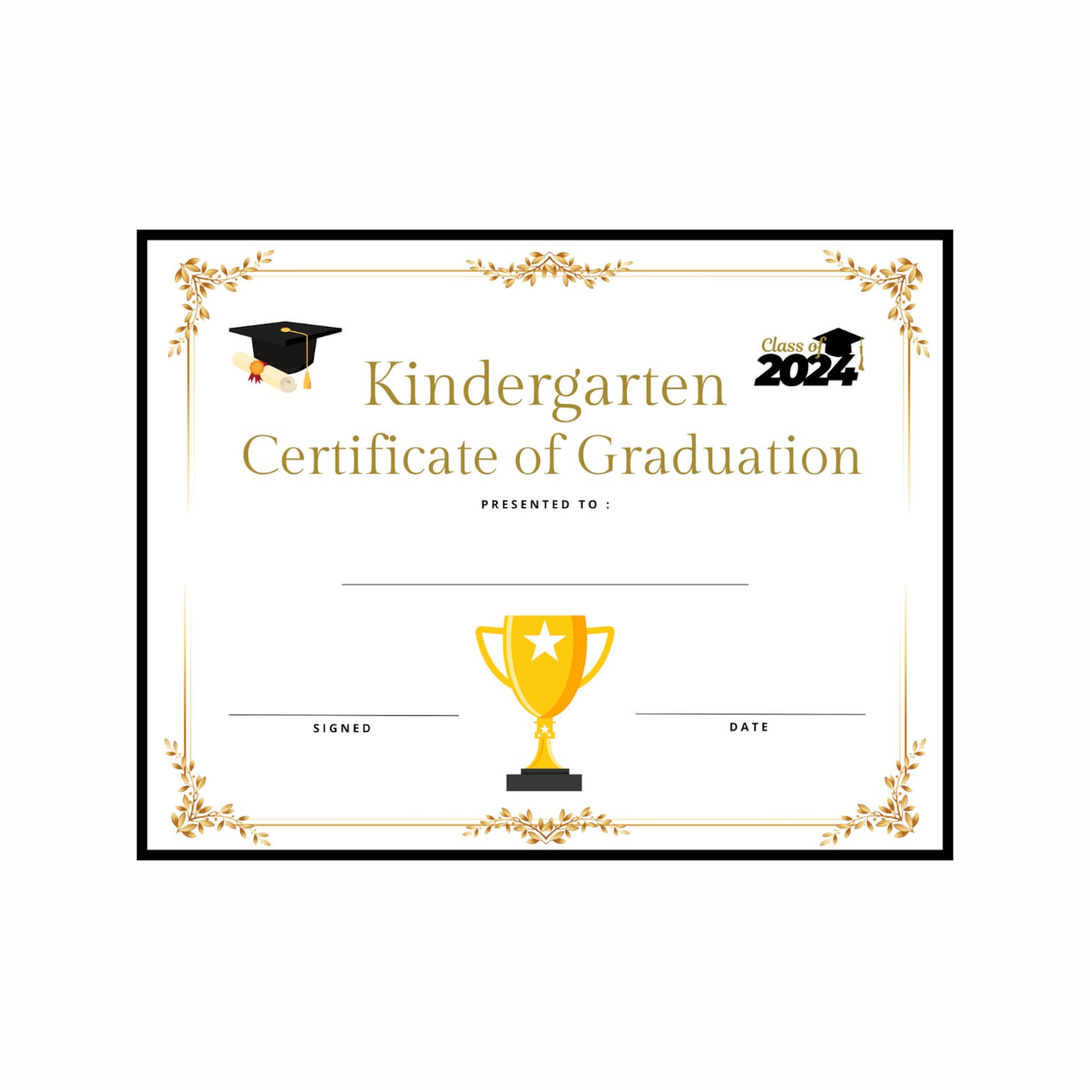 Kindergarten Graduation Diploma Certificate of Completion Instant ...