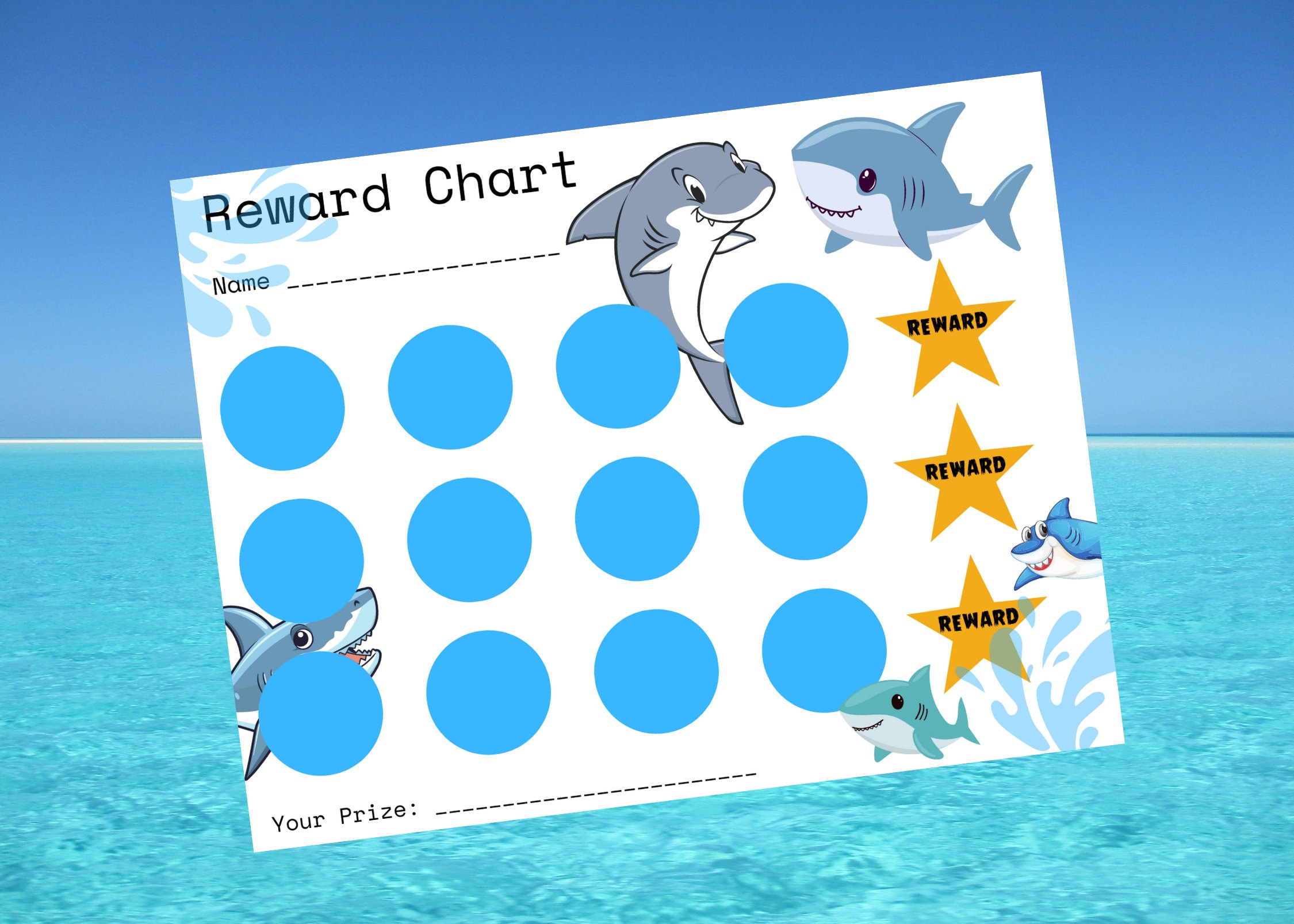 Shark Printable Reward Sticker Chart / Toddler Kids Student / Instant ...