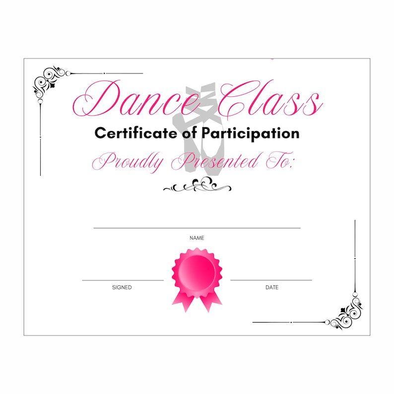 Ballet Class Ballerina Certificate of Completion Graduation Diploma ...