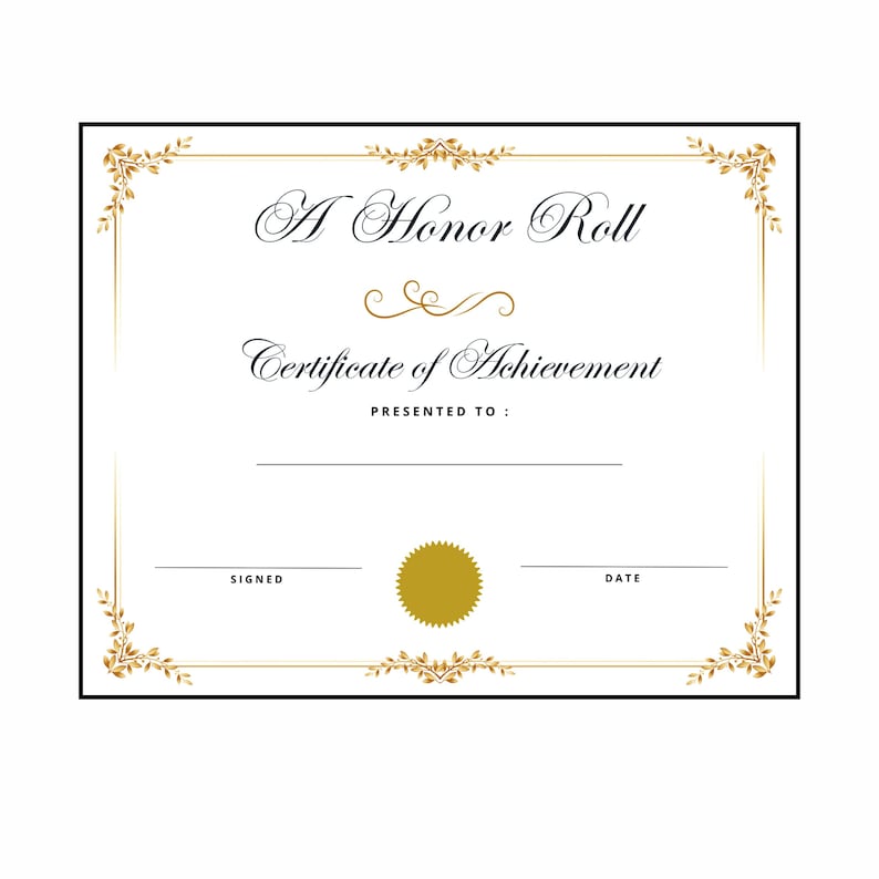 A Honor Roll Student Award Honor's Day Ceremony Graduation Certificate ...