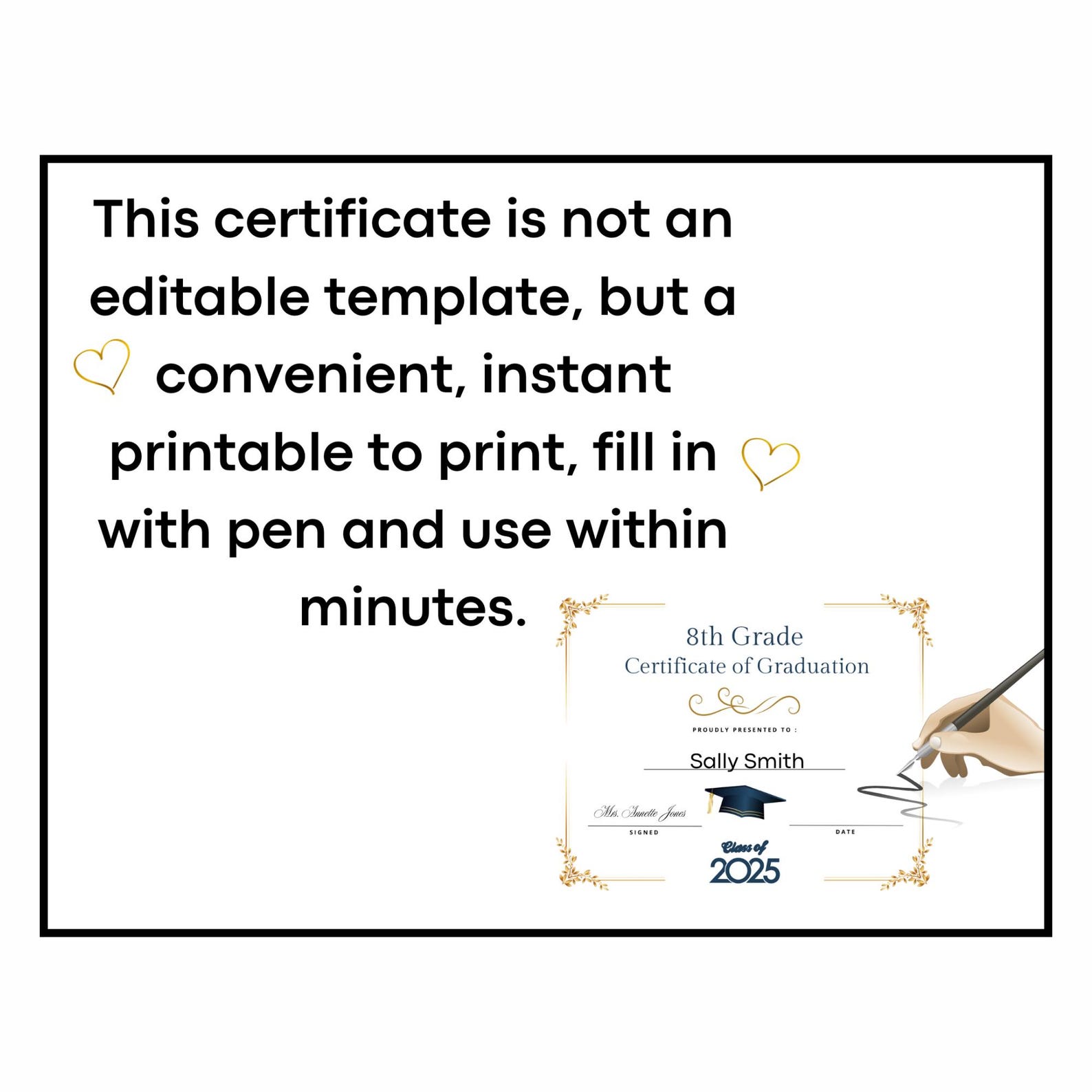 Fifth 5th Grade 2025 Graduation Diploma Award Certificate Instant ...