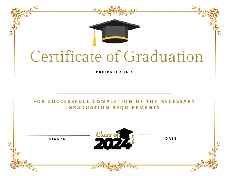 Mini Size High School Senior Diploma Certificate of Graduation Class of ...