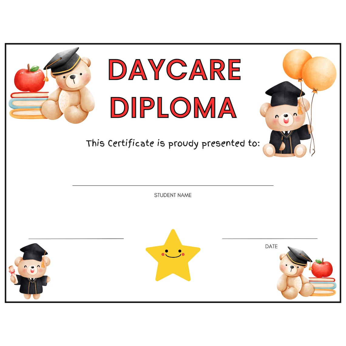 Daycare Diploma Promotion Graduation Completion Last Day Award ...