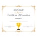Fourth 4th Grade Promotion Graduation Diploma Certificate Easy Instant ...