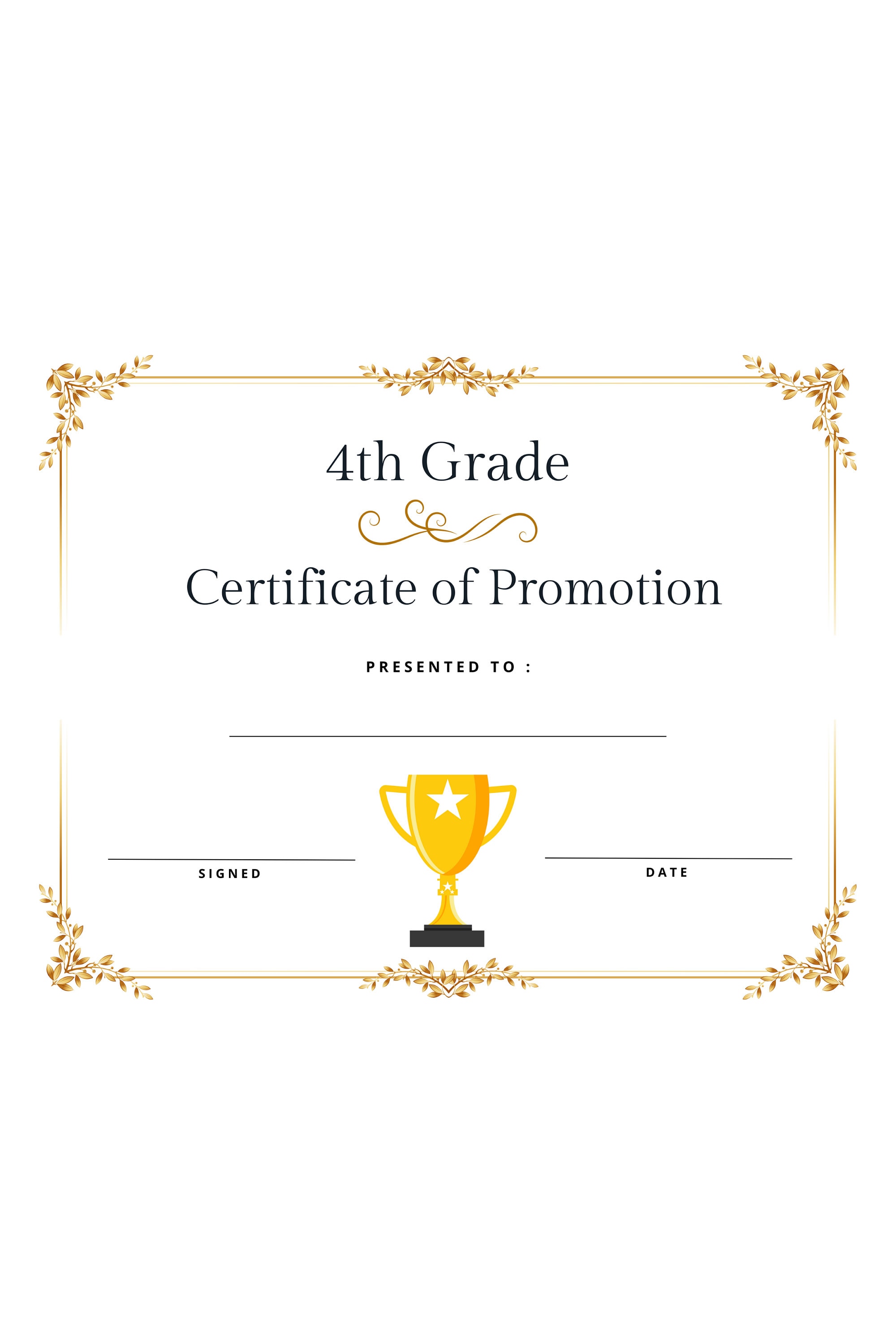 Fourth 4th Grade Promotion Graduation Diploma Certificate Easy Instant ...