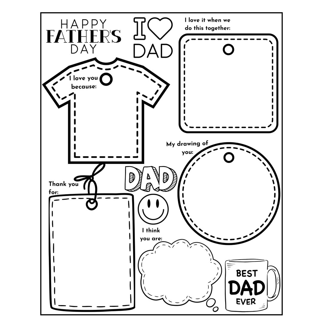 Father's Day Gift Coloring Sheet 8x10 Page Celebration Gift for Dad ...
