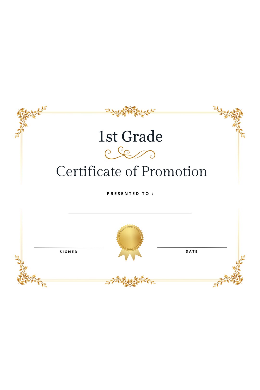 First 1st Grade Graduation Diploma Certificate of Promotion Instant ...