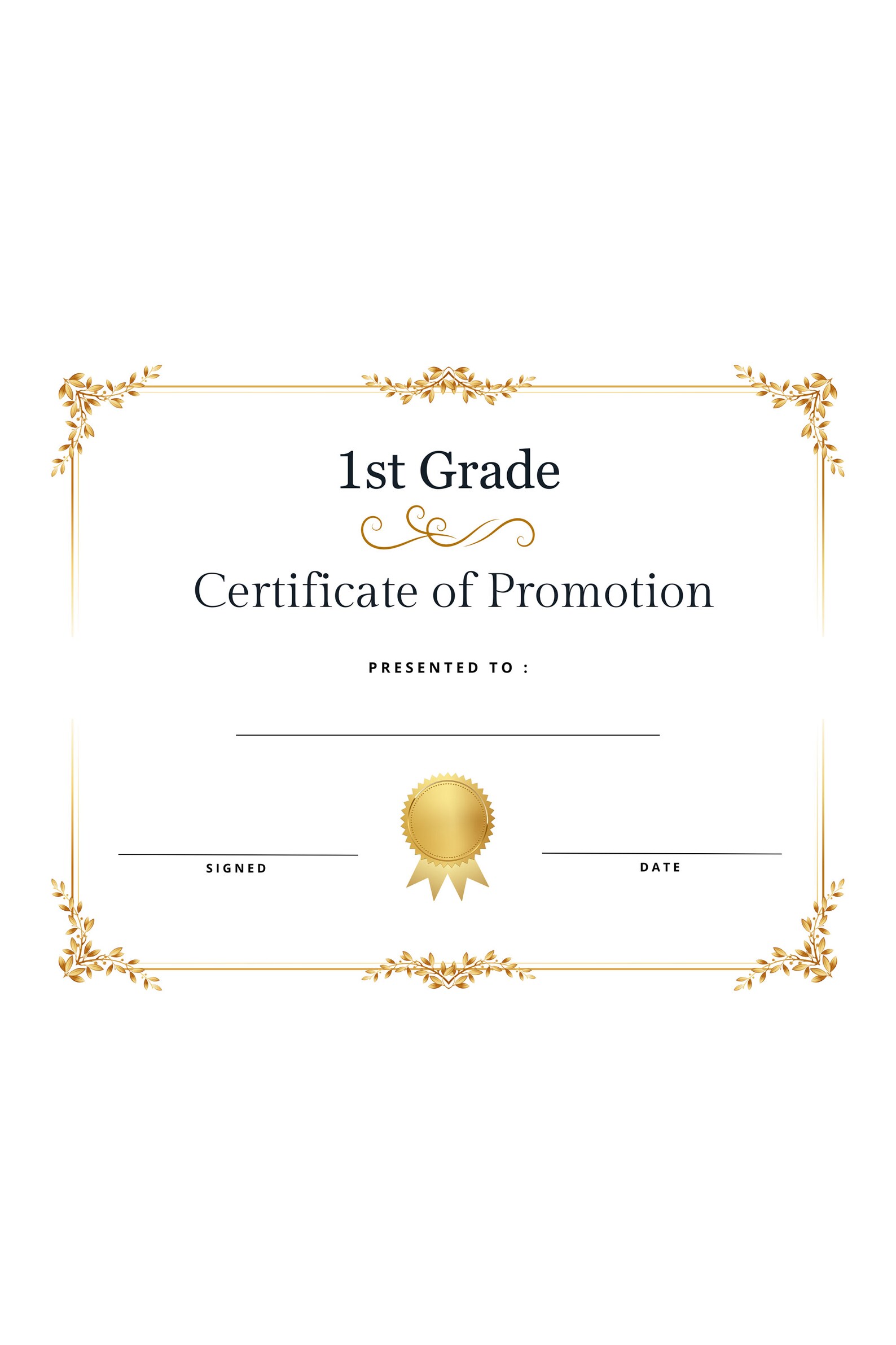 First 1st Grade Graduation Diploma Certificate of Promotion Instant ...