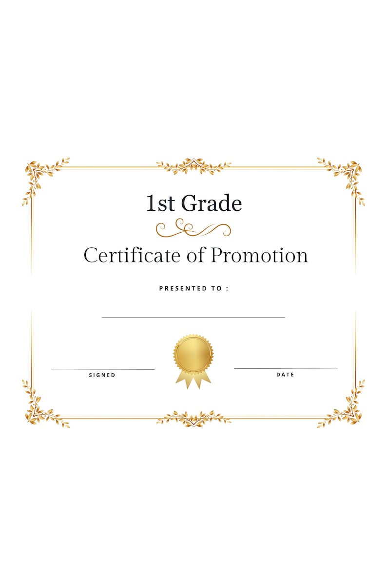First 1st Grade Graduation Diploma Certificate of Promotion Instant ...