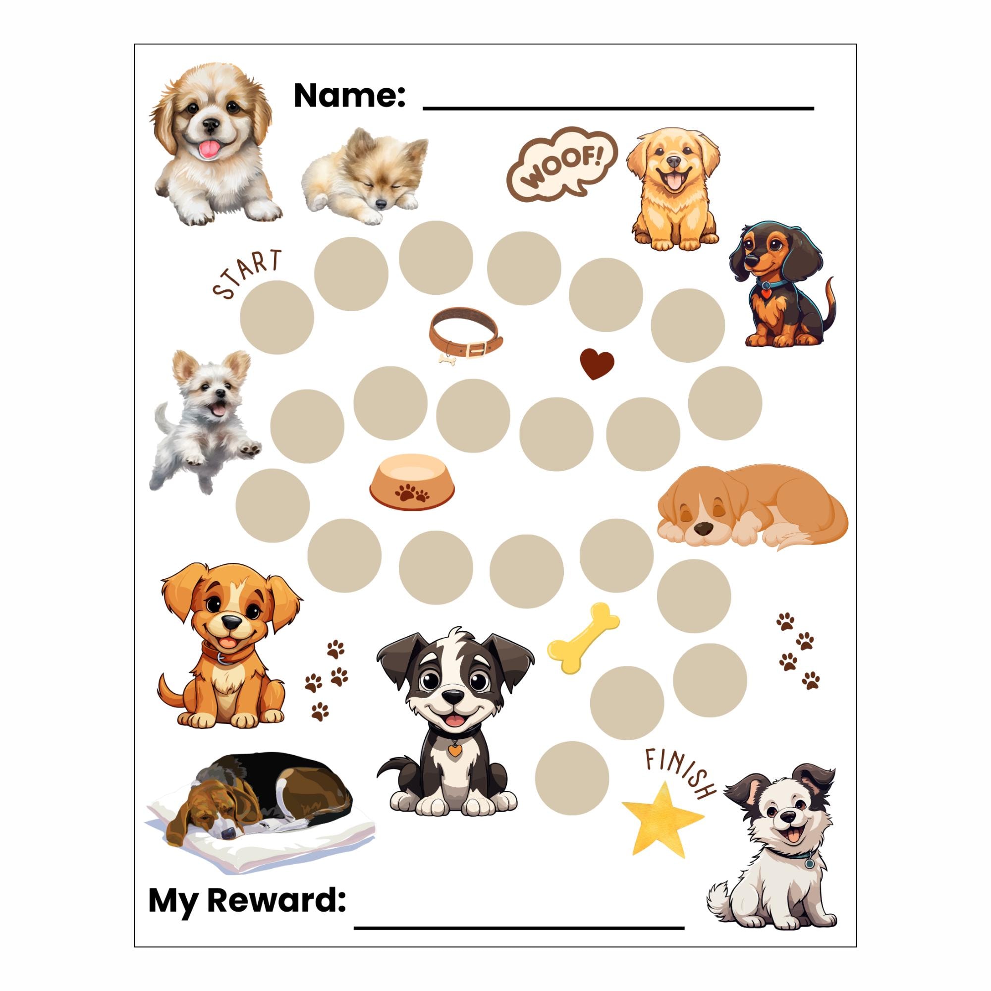 Dog Printable Reward Sticker Chart / Toddler Kids Student / Instant ...