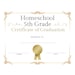 Homeschool 5th Fifth Grade Graduation Diploma Certificate School ...